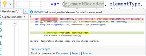 A Variable From Tuple Deconstruction Offers Use Discard Refactoring
