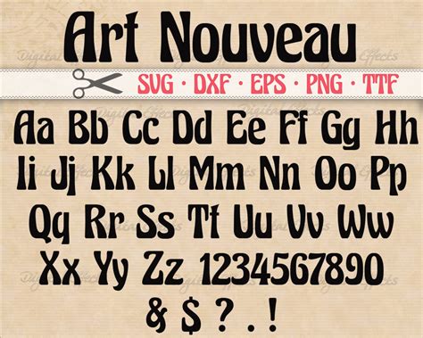 Art Nouveau Font Word