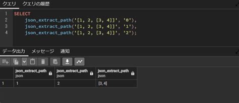 postgresql json配列からインデックス番号を指定して値を取得する mebee
