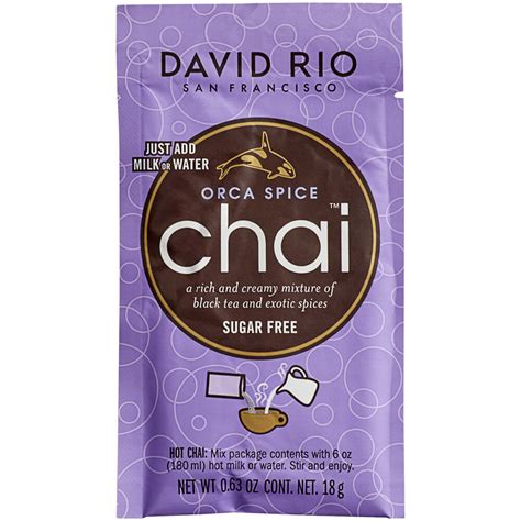 David Rio Orca Spice Sugar Free Chai Tea Latte Single Serve Packets
