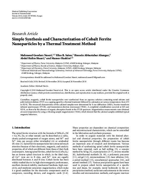Pdf Simple Synthesis And Characterization Of Cobalt Ferrite