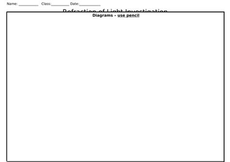 Igcse Refraction Of Light Investigation Waves Teaching Resources