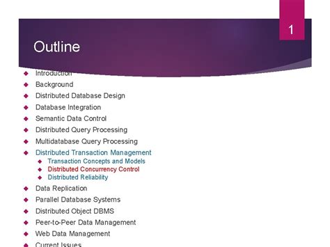 1 outline introduction background distributed database design database