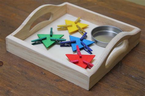 Montessori Tray Clothespin Color Sorting Work Montessori Trays Montessori Babe