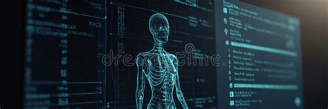 Futuristic Digital Skeleton With Data Interface Stock Illustration