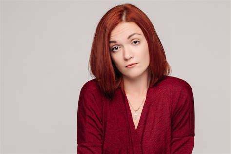 Premium Photo Business Woman Wearing Red Shirt Having Passive Emotion And Looking Frustrated