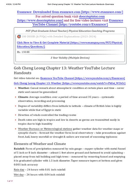 Goh Cheng Leong Chapter 13 Youtube Lecture Handouts Pdf Cloud Humidity