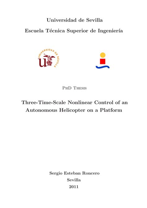 Pdf Three Time Scale Nonlinear Control Of An Autonomous Helicopter On A Platform