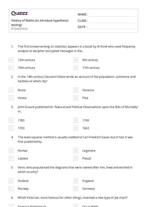 50 Hypothesis Testing Worksheets For 10th Class On Quizizz Free