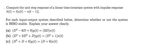 solved compute the unit step response of a linear