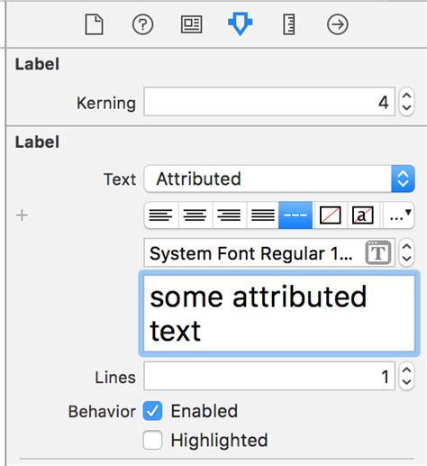 ios how do you adjust text kerning using interface builder in xcode 7