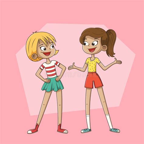 Cartoon Two Girls Talking Stock Illustrations 274 Cartoon Two Girls