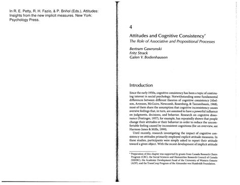 Pdf Attitudes And Cognitive Consistency The Role Of Associative And Propositional Processes