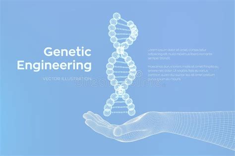 Dna Sequence In Hand Wireframe Dna Molecules Structure Mesh Dna Code Editable Template