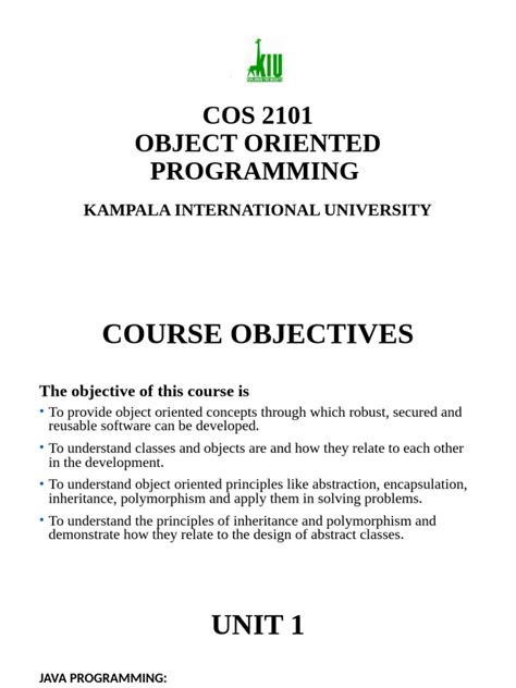 Cos 2101 Lecture 4 Classes And Objects Pdf Constructor Object Oriented Programming
