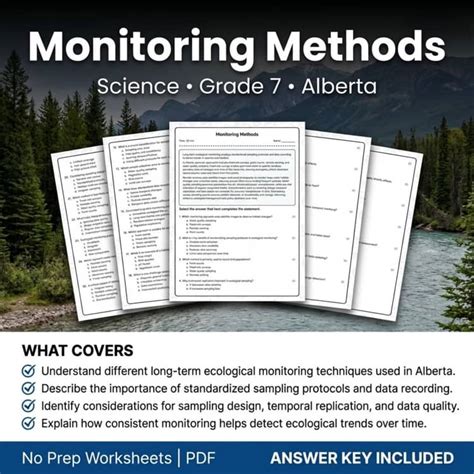Monitoring Methods Science Worksheet Grade 7 Alberta Standards