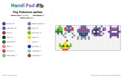 Tiny Pokemon Sprites Fuse Bead Pattern Kandi Pad Kandi Patterns