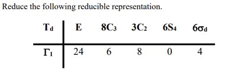 Solved Reduce The Following Reducible Representation Td 8c3