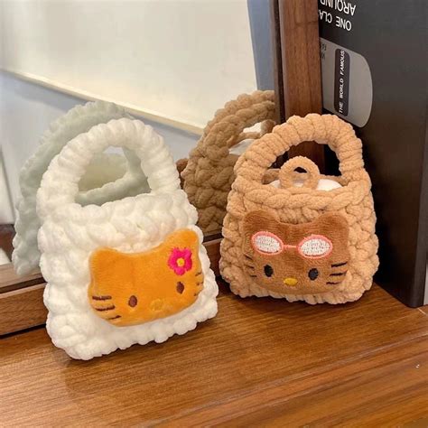 키티 인형 에어팟 가방 뜨개질 실 Airpods Pro 에어팟케이스 에어팟프로 1 2 에어팟 1 2 3세대 스트랩 데님 청바지