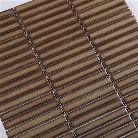 Foshan Supplier 12x92mm Stackbond Ceramic Brown Kitkat Mosaic Tiles