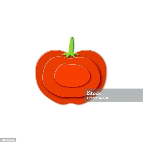 종이 컷 빨간 토마토 벡터 종이 절단 디자인 식품 포장의 디자인에 대한 잘 익은 토마토의 형태로 벡터 그림입니다 종이 아플리케 아트 스타일 Vegitable 종이 접기 개념
