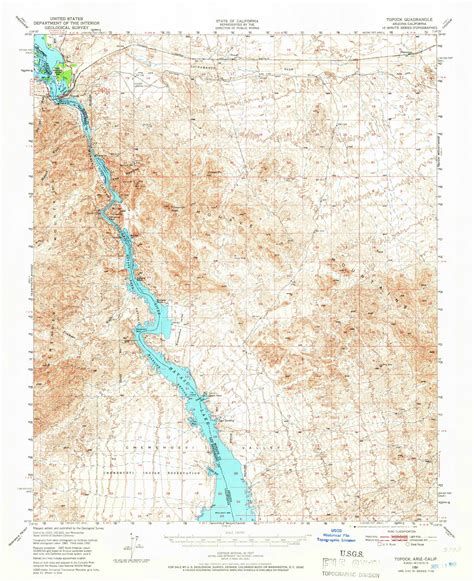 Topock Arizona 1950 1966 Usgs Old Topo Map Reprint 15x15 Az Quad