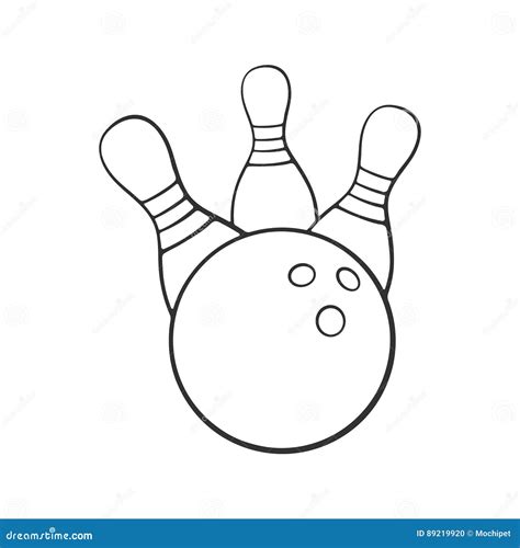 Doodle Of Bowling Ball Knocks Down Pins Stock Vector Illustration Of