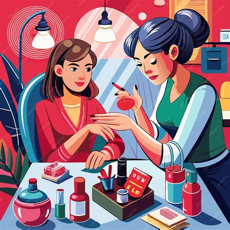 Una Manicurista Está Pintando Las Uñas De Un Cliente En Un Salón De