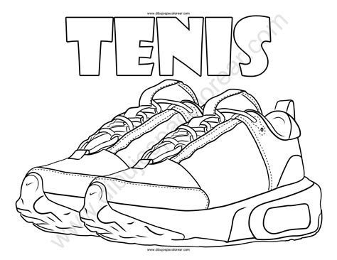 Tenis Dibujo A Color Y Para Colorear