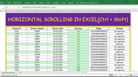 horizontal scrolling in excel ctrl shift youtube