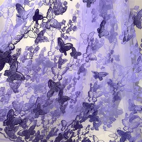 Purple Butterfly Lace Fabric By The Yard Embroidery Lace Fabric For