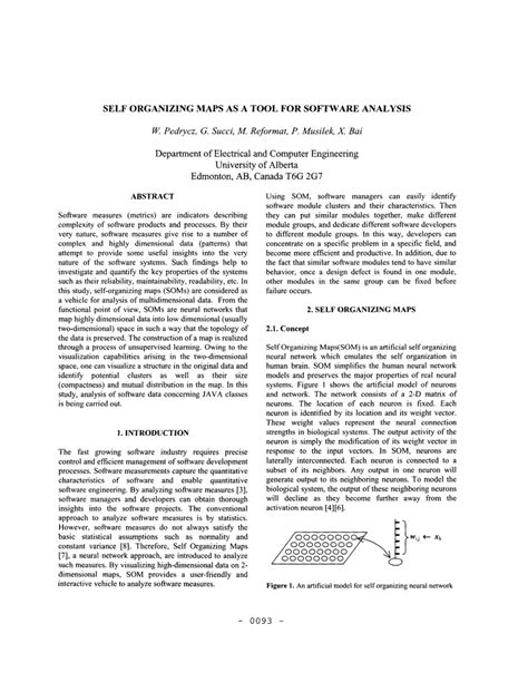 Pdf Self Organizing Maps As A Tool For Software Analysis