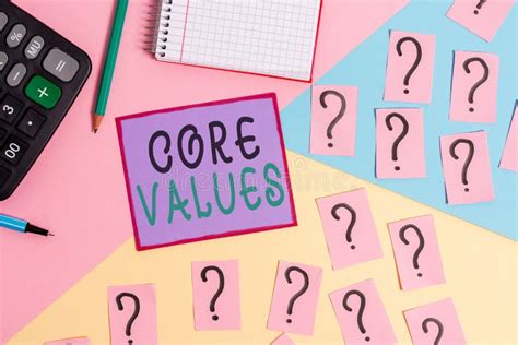 Handwriting Text Core Values Concept Meaning Belief Demonstrating Or