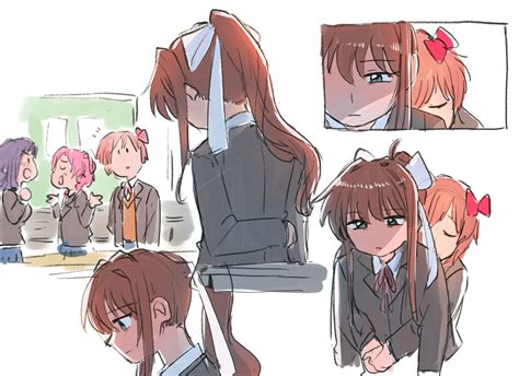 Monika Natsuki Yuri And Sayori Doki Doki Literature Club Drawn By Tsubobot Danbooru