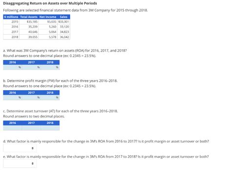 Solved Disaggregating Return On Assets Over Multiple Periods