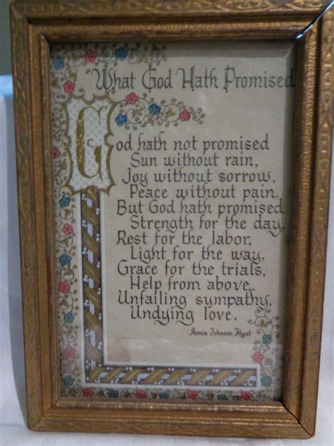 Vintage Motto Poem What God Hath Promised Flynt Wood Frame 4 12 X 6
