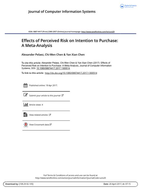 effects of perceived risk on intention to purchase a meta analysis 1 pdf effect size meta