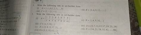 Write The Following Sets In Set Builder Form I A