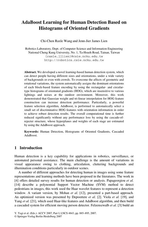 Pdf Adaboost Learning For Human Detection Based On Histograms Of Oriented Gradients