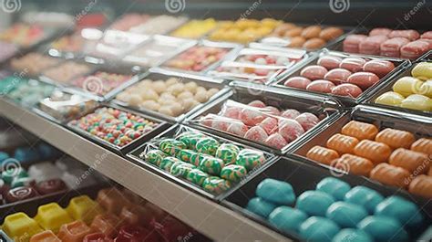 Detailed Showcase Of Colorful Candy Packaging Display With A Focus On Various Treats In An