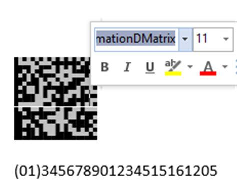 How To Create GS DataMatrix Barcodes Using Barcode Fonts In A Word Mail Merge