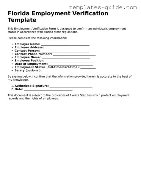 Valid Florida Employment Verification Forms Blank Pdf Template