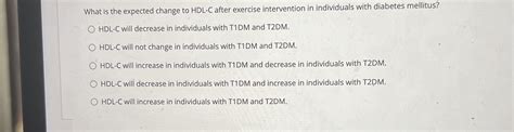 Solved What Is The Expected Change To HDL C After Exercise Chegg Com