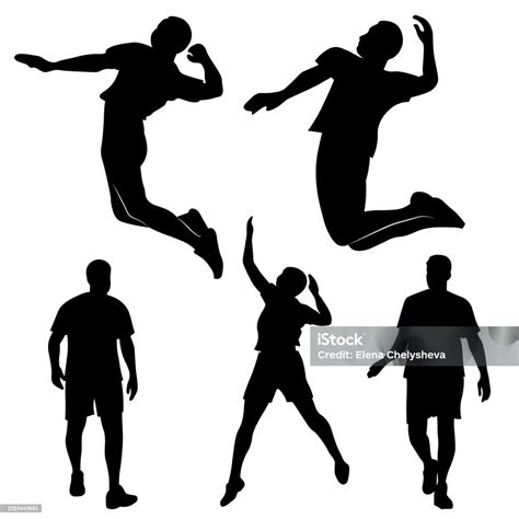 흑인과 백인 남성 실루엣 의 운동 선수 배구 경기 클립아트 건강한 생활방식에 대한 스톡 벡터 아트 및 기타 이미지 건강한 생활방식 그림자 댄서 Istock