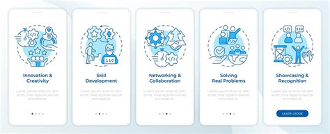 Premium Vector Hackathon Benefits Blue Onboarding Mobile App Screen