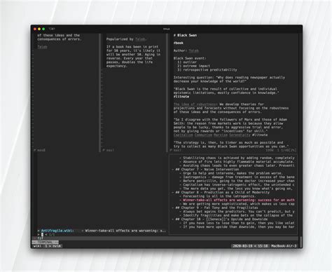vim as a wiki scrolller