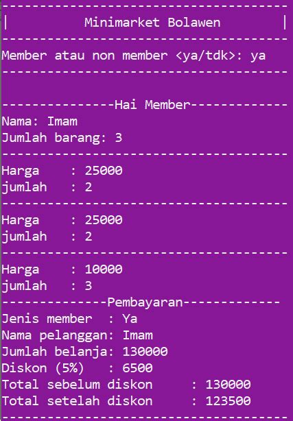 Contoh Program C Program Kasir Sederhana Menggunakan Array