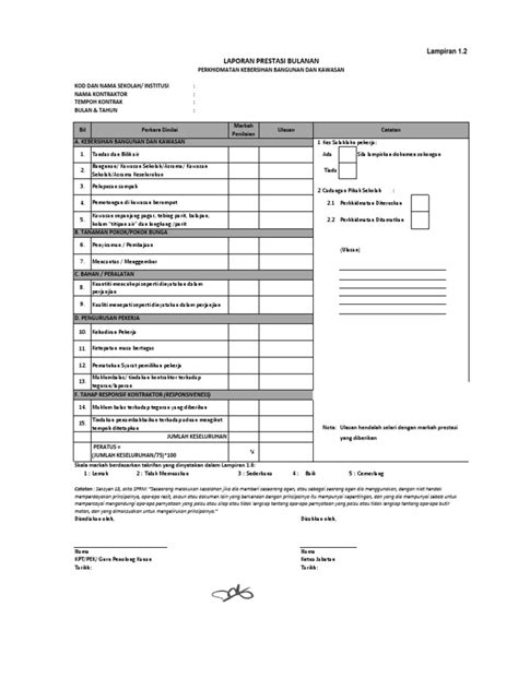 Borang Laporan Prestasi Bulanan Kbk Pdf