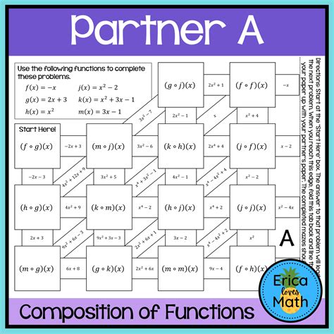 Composition Of Functions Partner Maze Activity Worksheets Made By