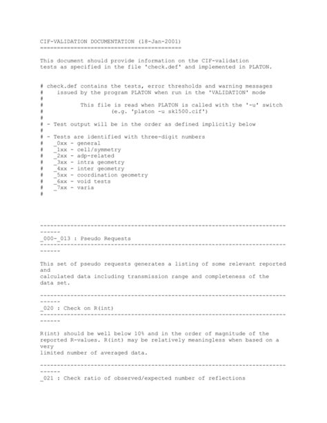 CIF VALIDATION DOCUMENTATION 18 Jan